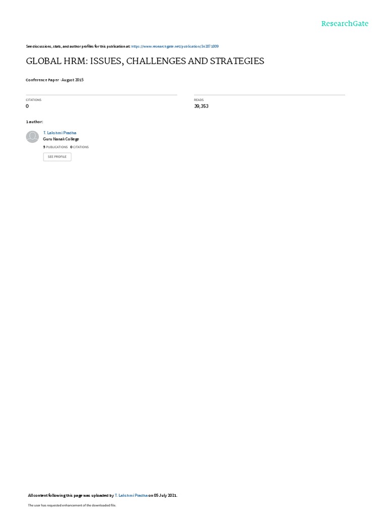 Global HRM: Challenges & Strategies | PDF | Human Resource Management ...