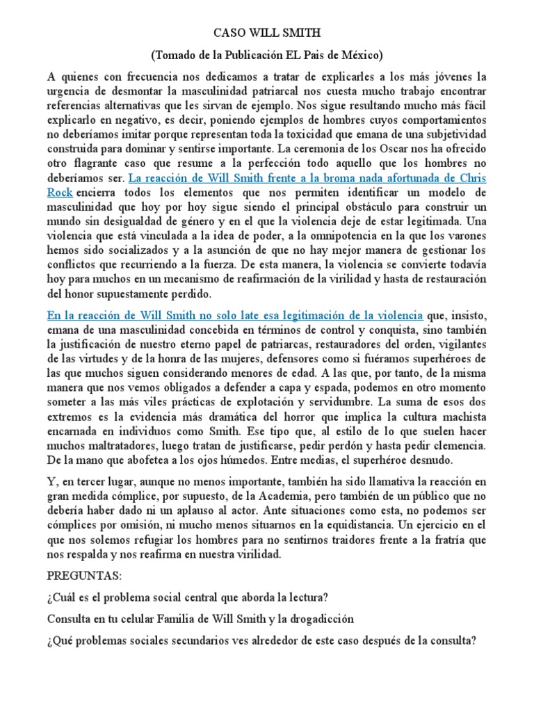 Caso Will Smith | PDF | Masculinidad