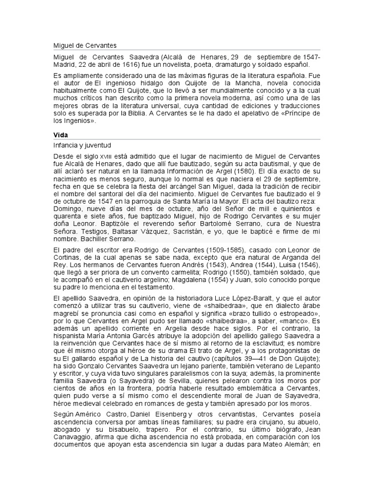 Miguel de Cervantes | PDF | Miguel De Cervantes | Novelas