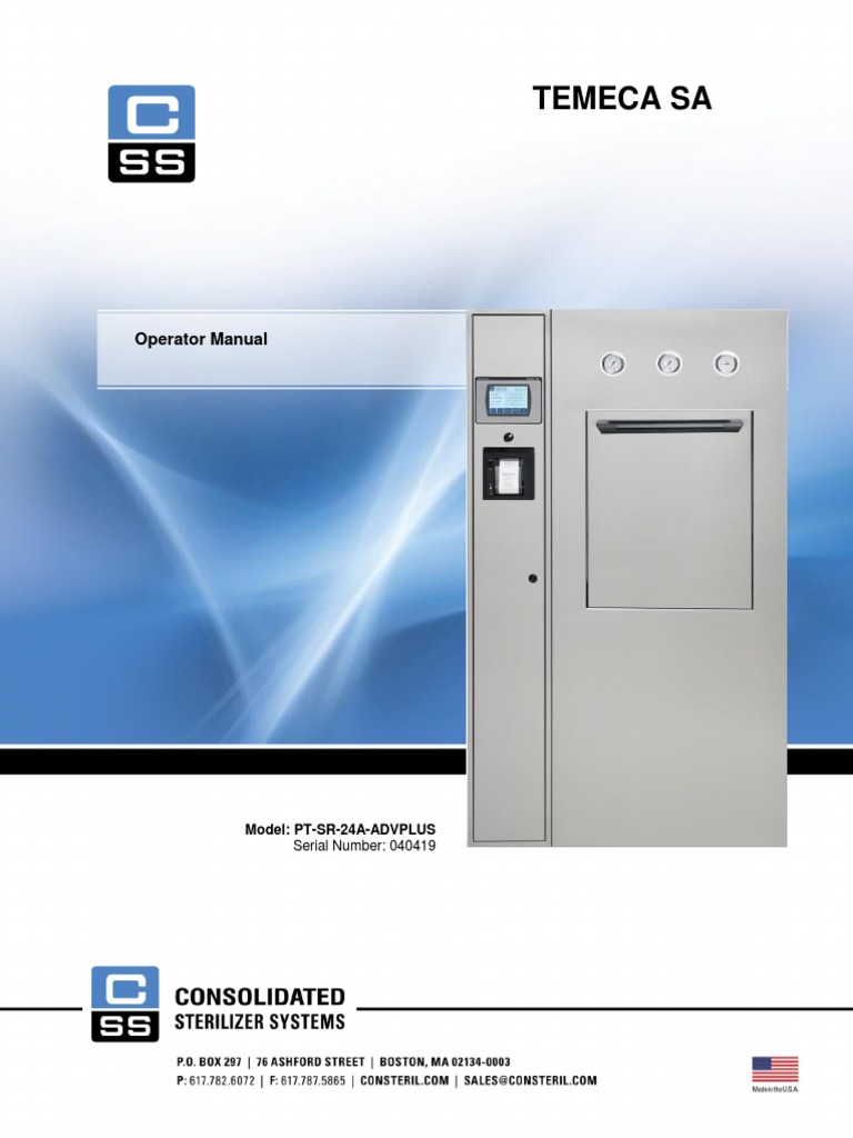 ADV-PLUS Operator Manual - SO8816 | PDF | Sterilization (Microbiology ...