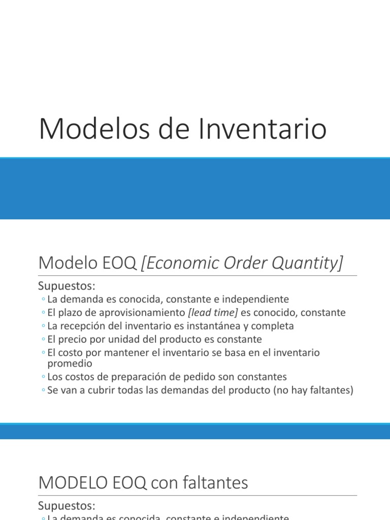 7C. Modelos de Inventario - EOQ Con Faltantes | PDF | Inventario ...