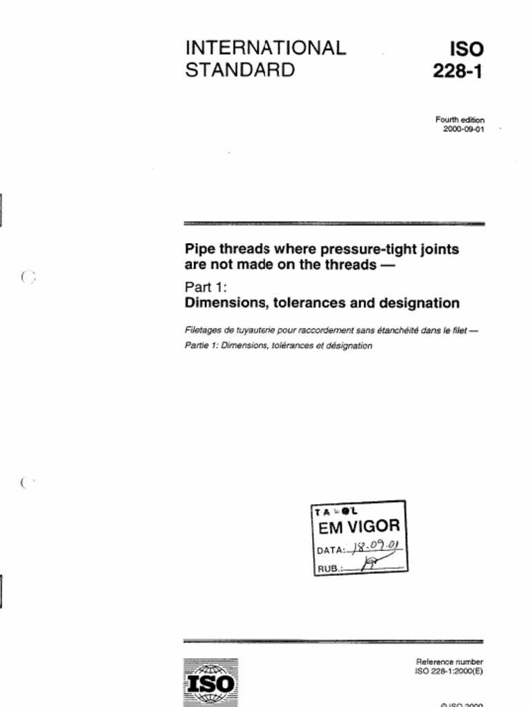 ISO 228-1 (EN) - Sep 00 | PDF