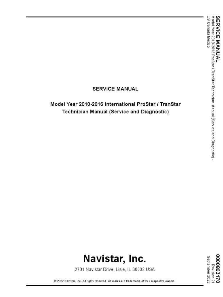 Prostar Service Manual | PDF | Screw | Fires