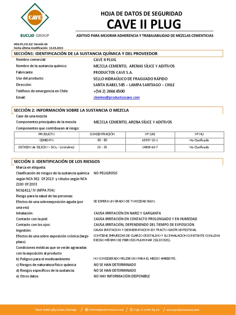Ficha Técnica de Cave II Plug | PDF | Agua | Residuos