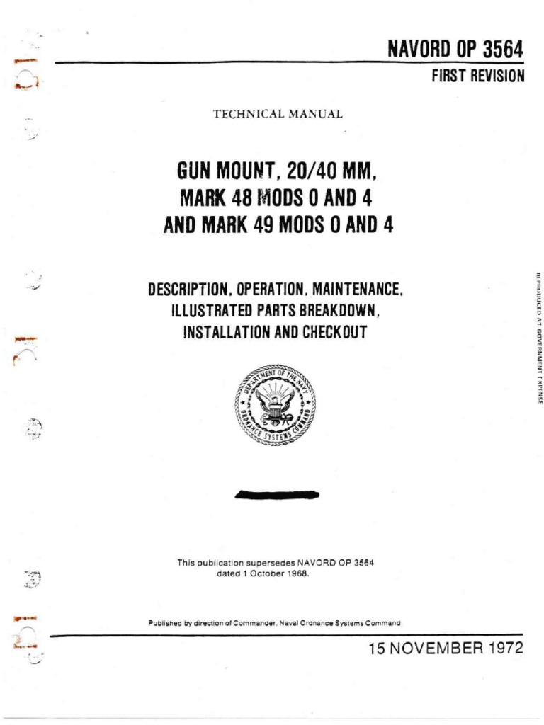 Navord Op 3564 - 001 20mm-40mm Gun Mount Mk48 and Mk49 | PDF | Machine ...