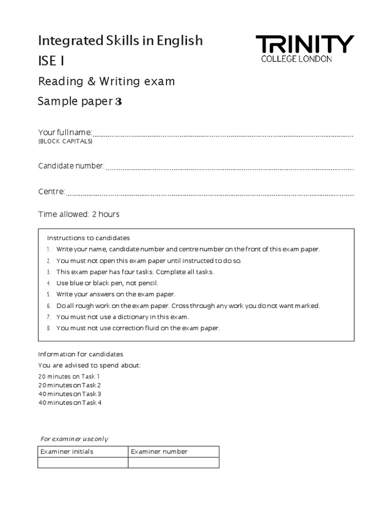 ISE I Test 3 | PDF | Test (Assessment) | Teachers