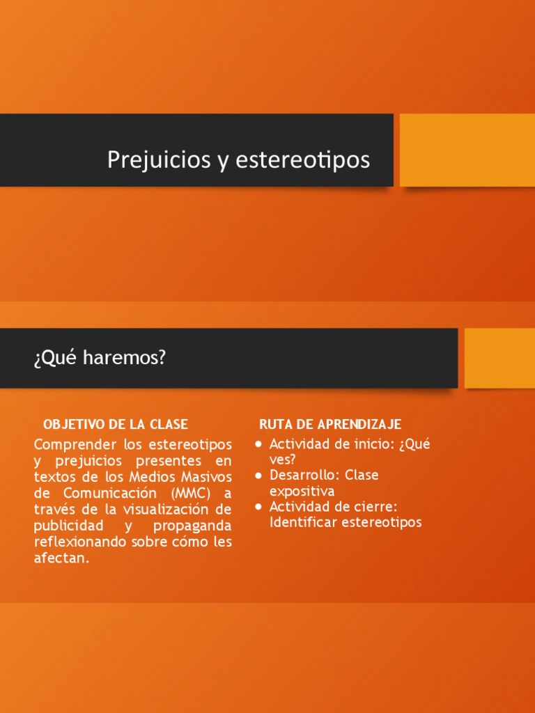Clase 8°A - PREJUICIOS - ESTEREOTIPOS | PDF | Estereotipos | Prejuicios