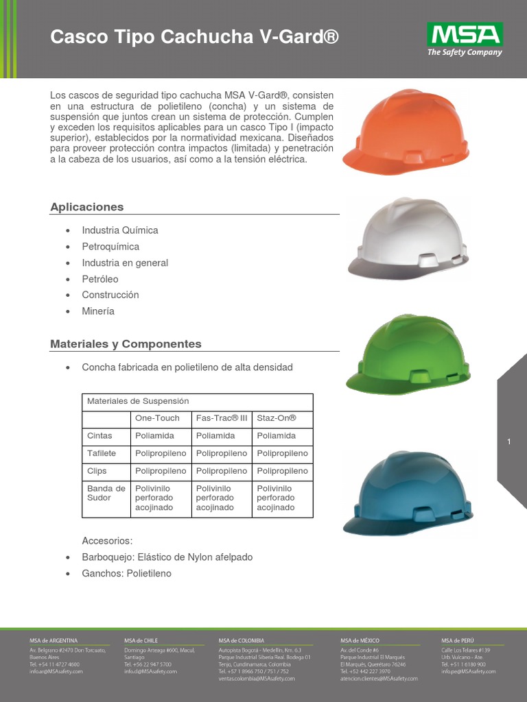 06 MSA CASCO-TIPO-CACHUCHA-V-GARD Ficha-Técnica M2303431ARF 10031801 ...
