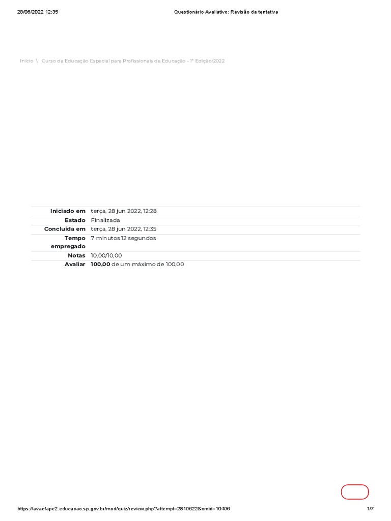 Módulo 6 Altas Habilidades Superdotação - Questionário Avaliativo | PDF ...