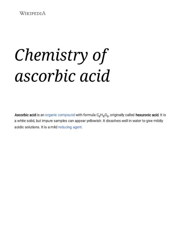 Chemistry of Ascorbic Acid | PDF | Vitamin | Vitamin C