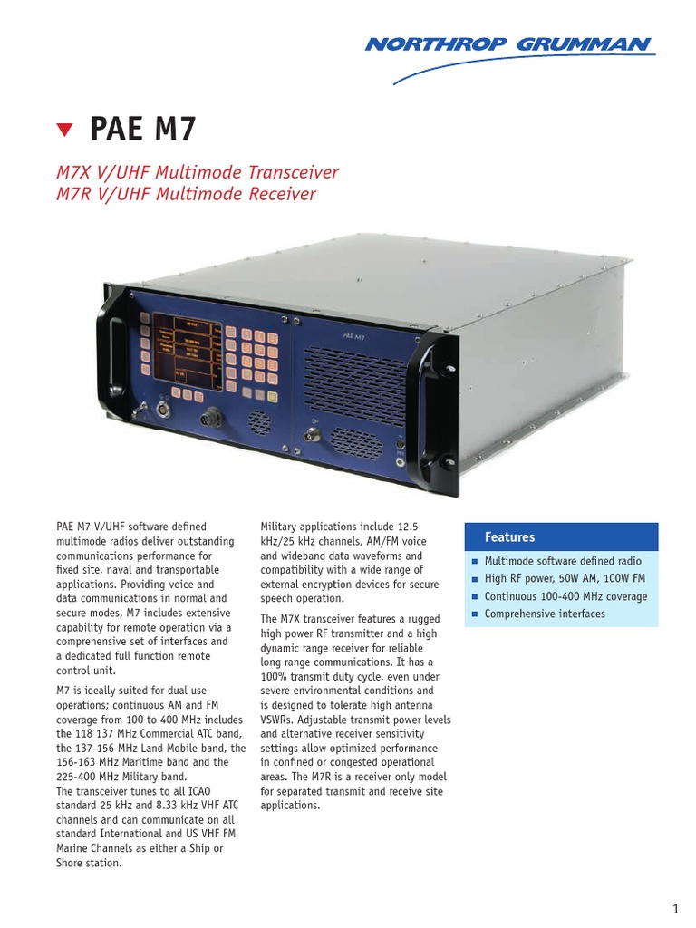 Pae M7: M7X V/UHF Multimode Transceiver M7R V/UHF Multimode Receiver ...