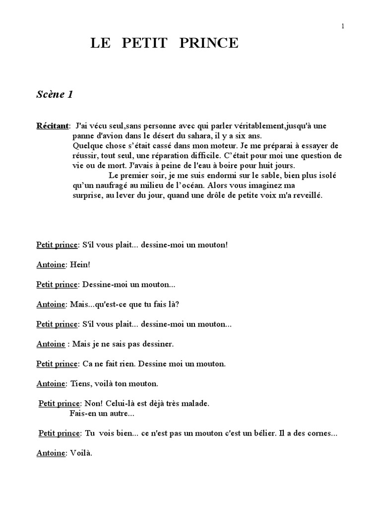 Le Petit Prince : Pièce de Théâtre Adaptée | PDF | Le Petit Prince | Mouton