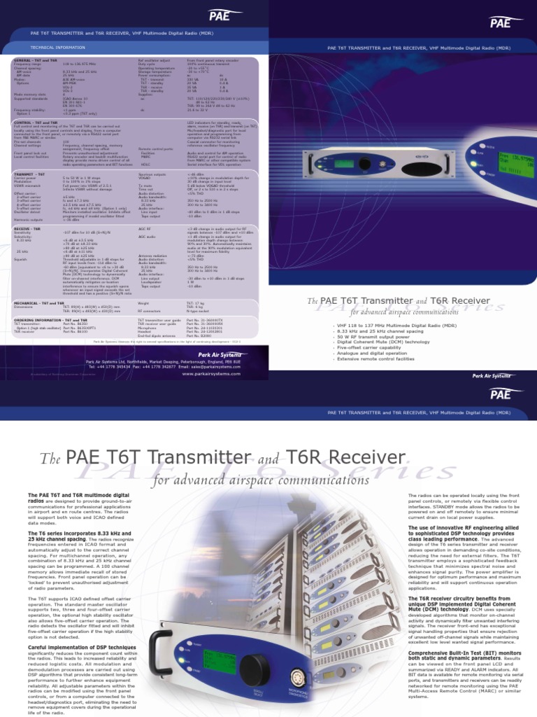 T6 VHF Brochure | PDF | Radio | Transmitter