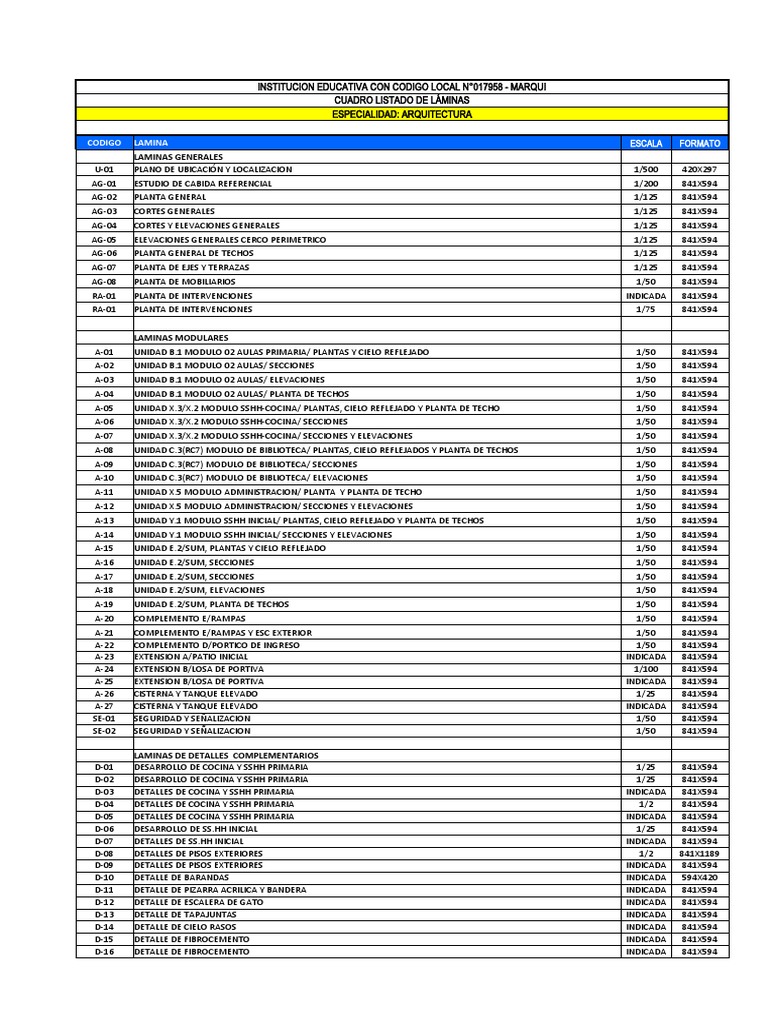 Listado de Planos Entregados | PDF