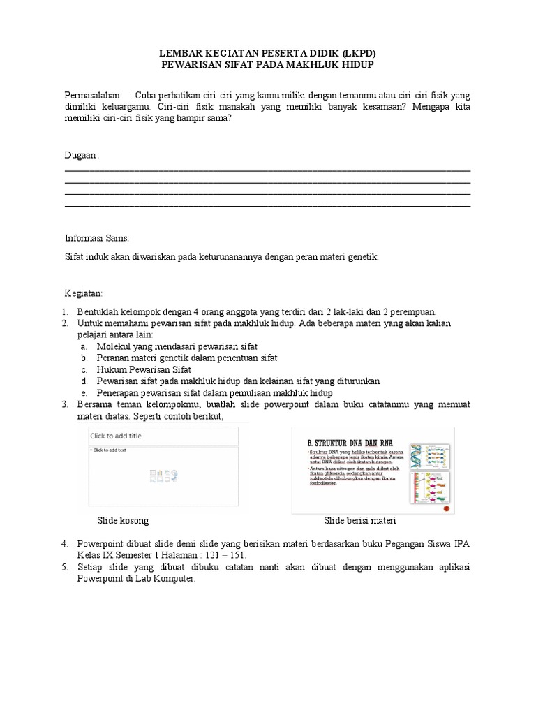 LKPD - PPT - Pewarisan Sifat | PDF