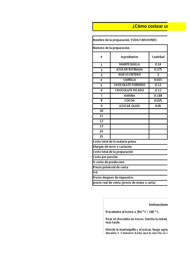 Formato de Costeo | PDF | Chocolate | Cocina mesoamericana
