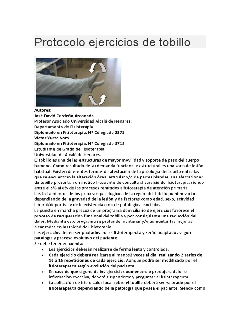 Protocolo Ejercicios de Tobillo | PDF | Tobillo | Pie