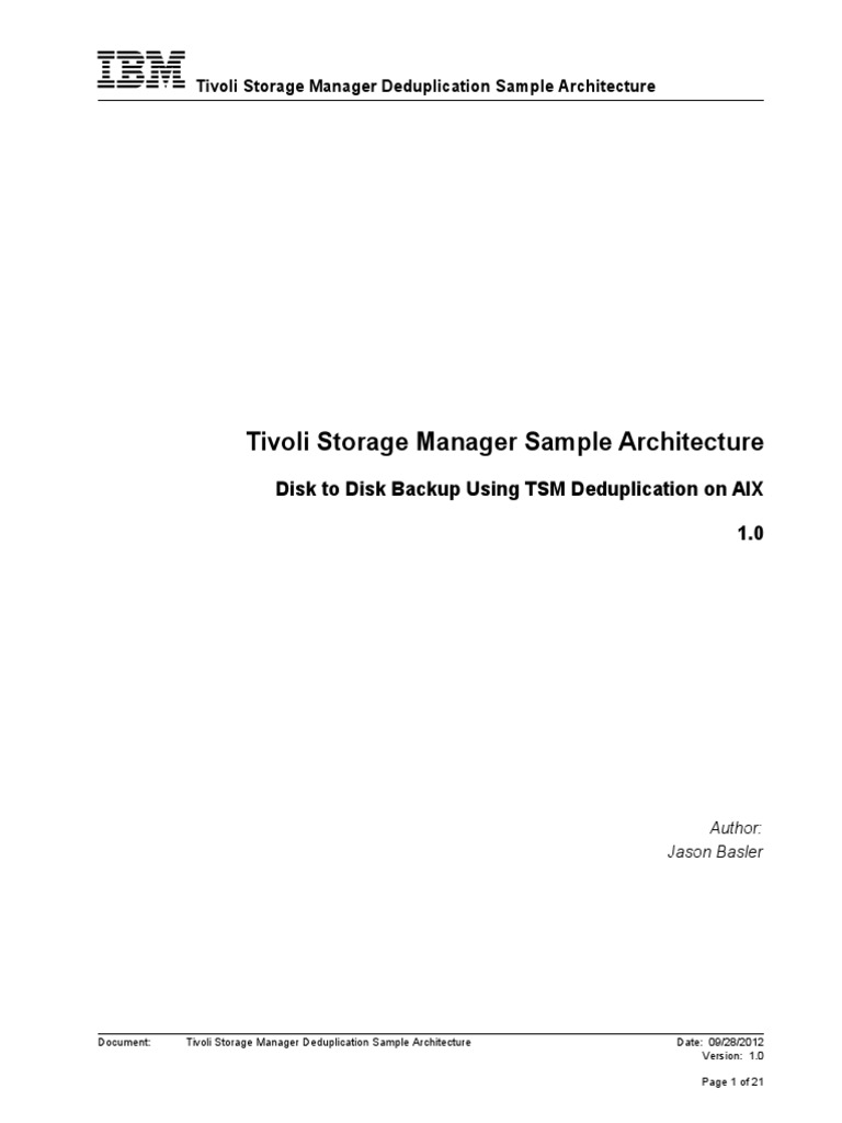 TSM Dedup Sample Architecture - v1.0 | PDF | Backup | Computer Data Storage