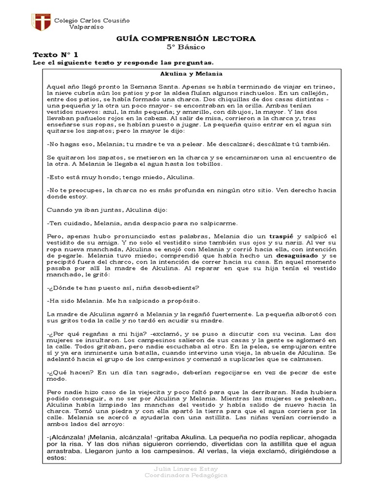 Guía Comprensión Lectora 5° Básico | PDF | Ciencias de la Tierra
