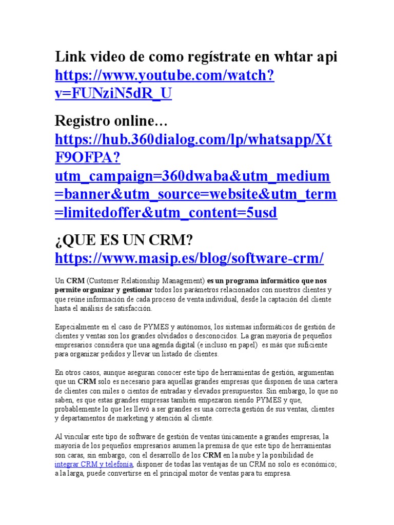 Whatsapp API | PDF | Gestión de la relación con el cliente | Facebook