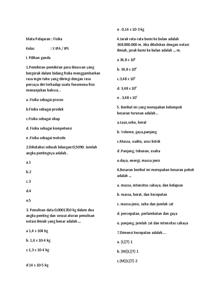 Soal Fisika Kelas X | PDF
