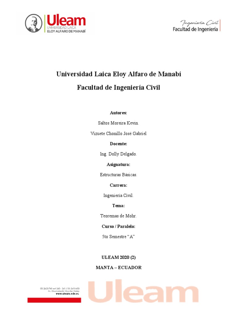 Teoremas de Mohr en Estructuras Civiles | PDF | Física Aplicada e ...