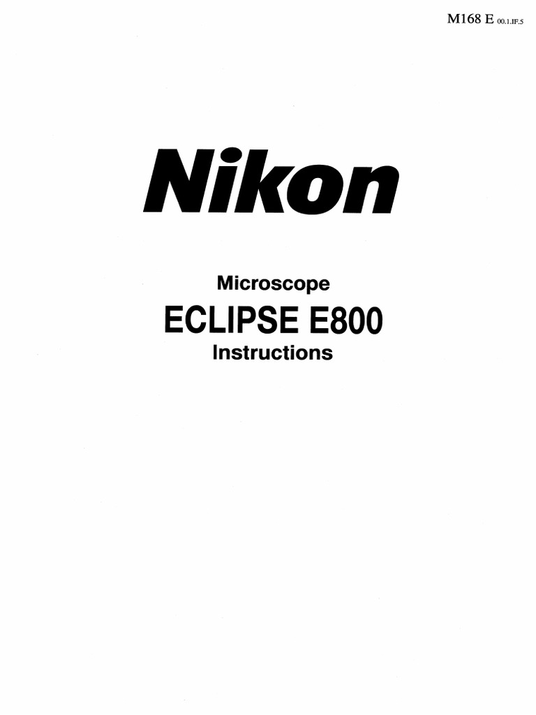 Nikon Microscope Eclipse E800 - Instructions | PDF