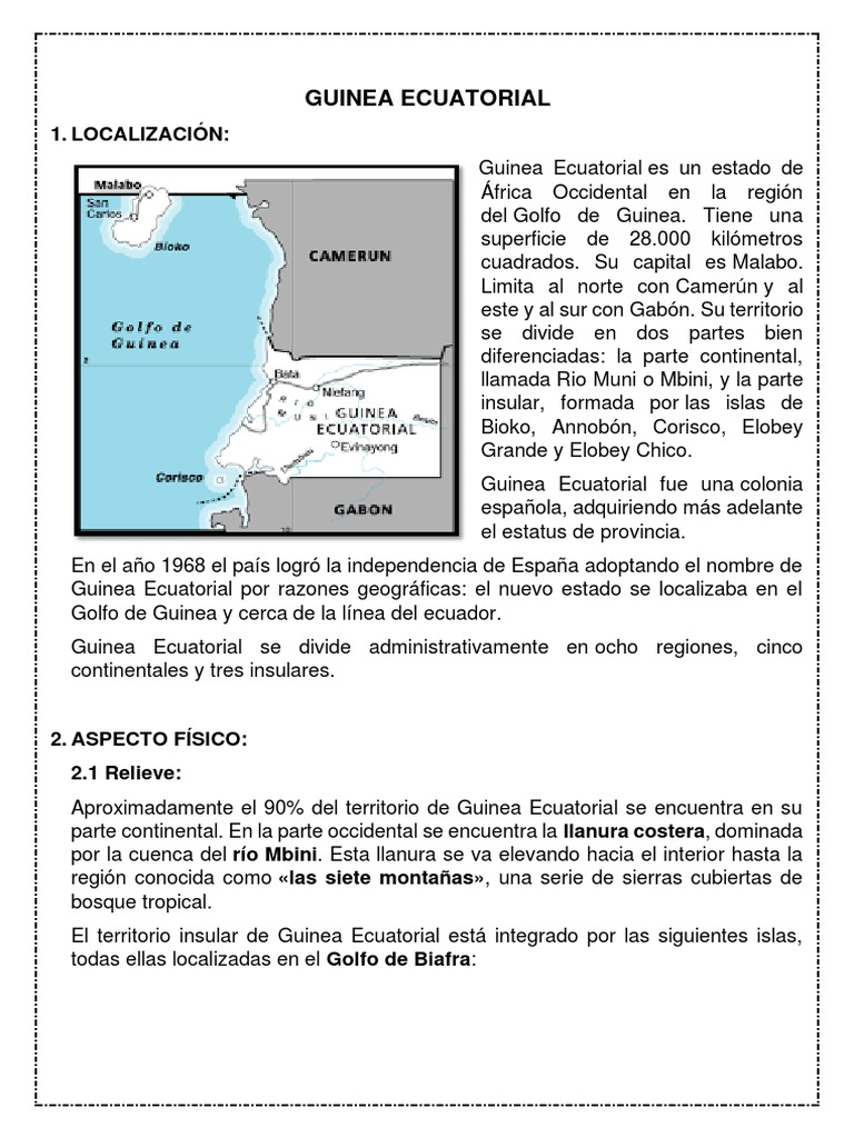 Geografía y características de Guinea Ecuatorial | PDF | Geografía ...