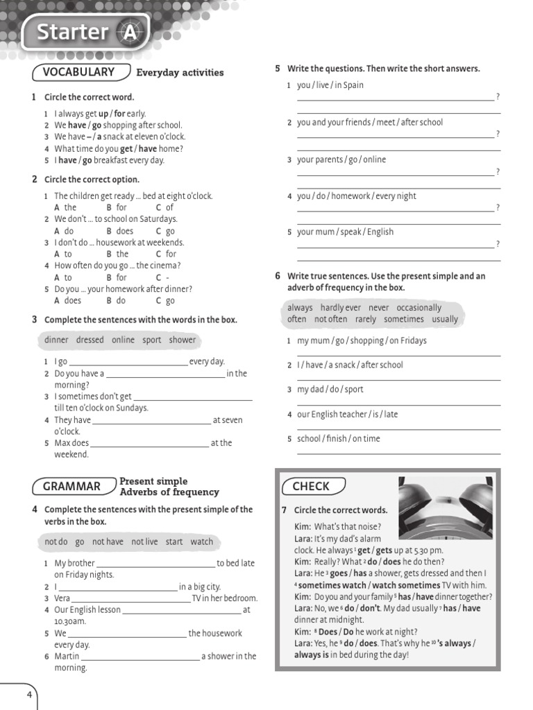 Everyday Activities and Places: A Grammar and Vocabulary Lesson | PDF ...