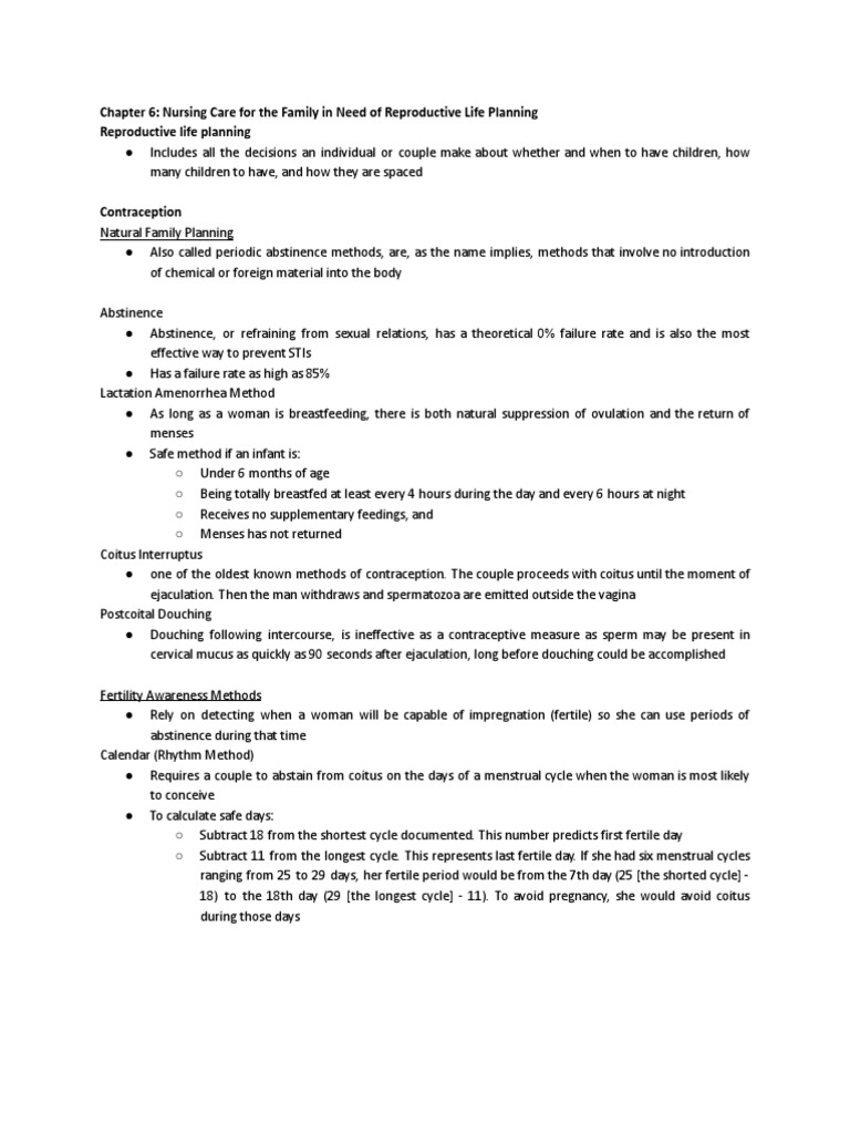 Chapter 6 Nursing Care For The Family In Need Of Reproductive Life