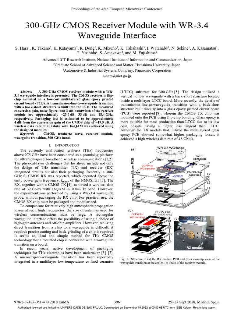 300-GHz CMOS Receiver Module With WR-3.4 Waveguide Interface | Download Free PDF | Terahertz ...