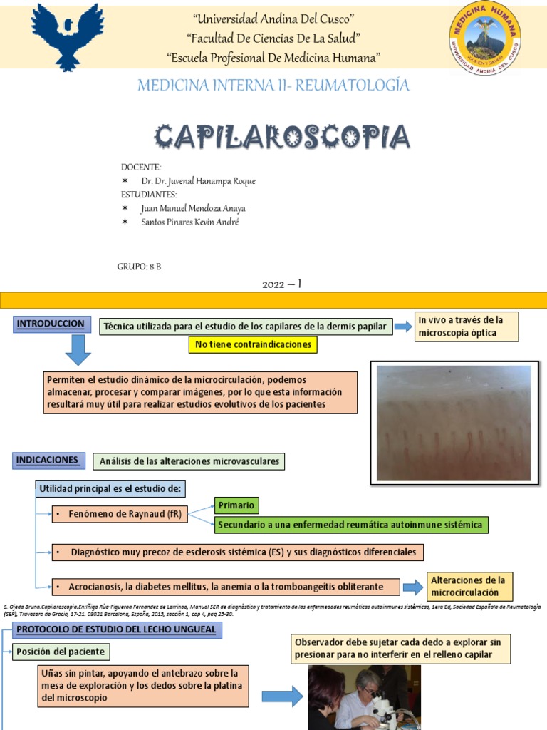 Capilaroscopia: Diagnóstico y Patrones | PDF | Capilar | Especialidades ...