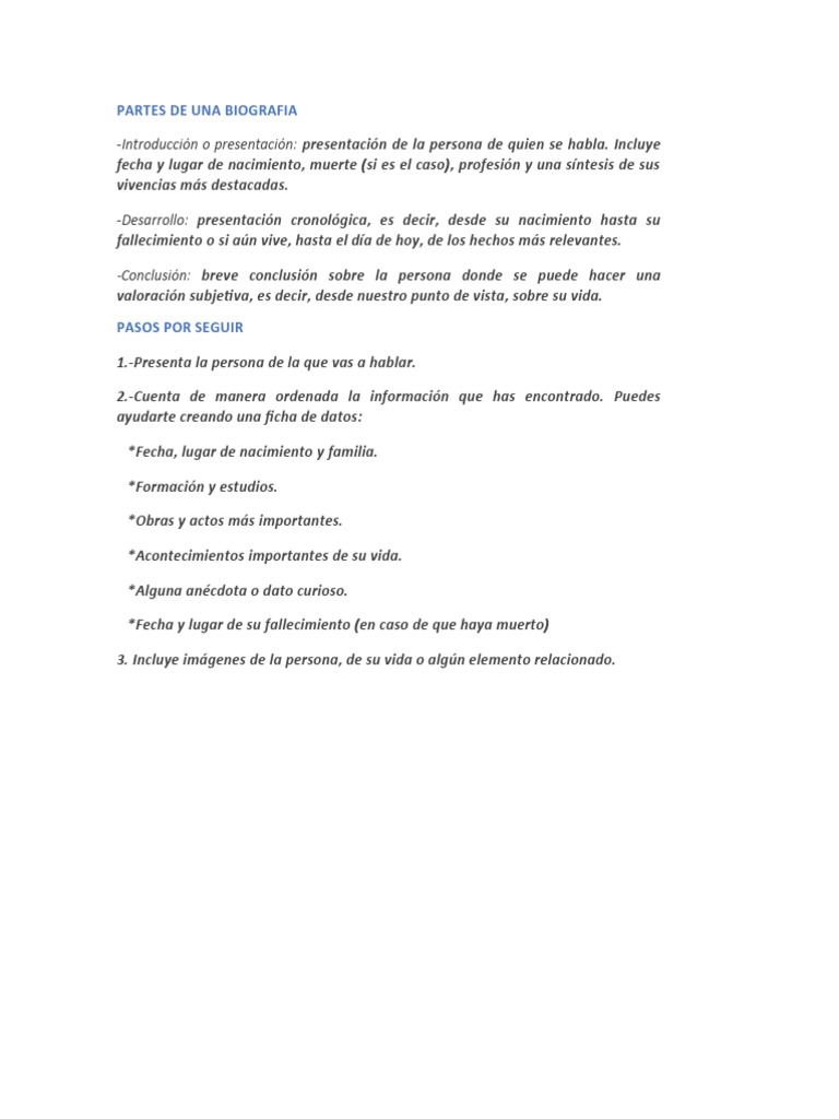 Partes de Una Biografia | PDF
