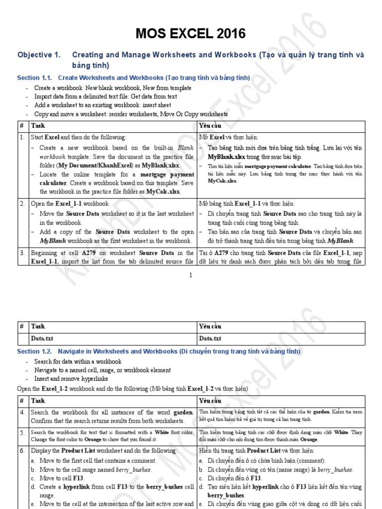 Excel2016 Baitap | PDF