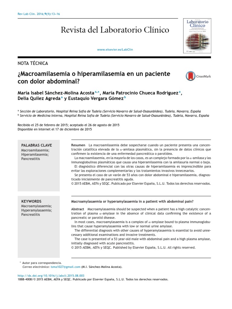 Macroamilasemia vs Hiperamilasemia Abdominal | PDF | Anticuerpo ...