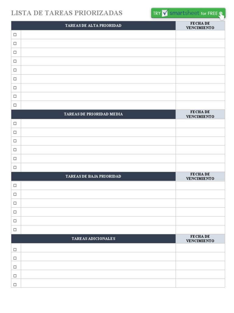 IC Prioritized Task List Template 27199 - WORD - ES | PDF
