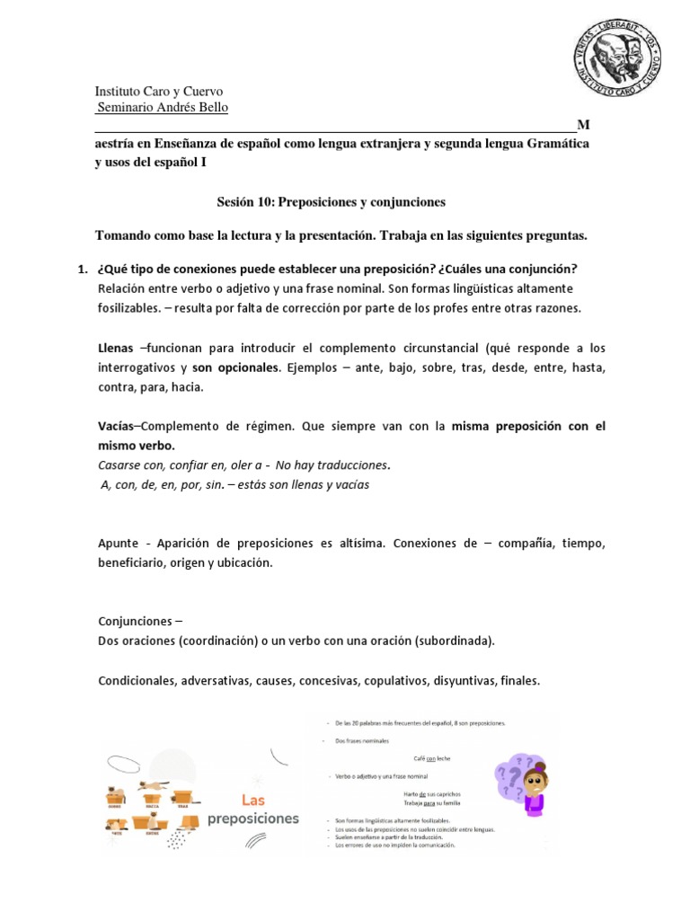 Sesión 10 - La Preposición y La Conjunción | PDF | Oración (Lingüística ...