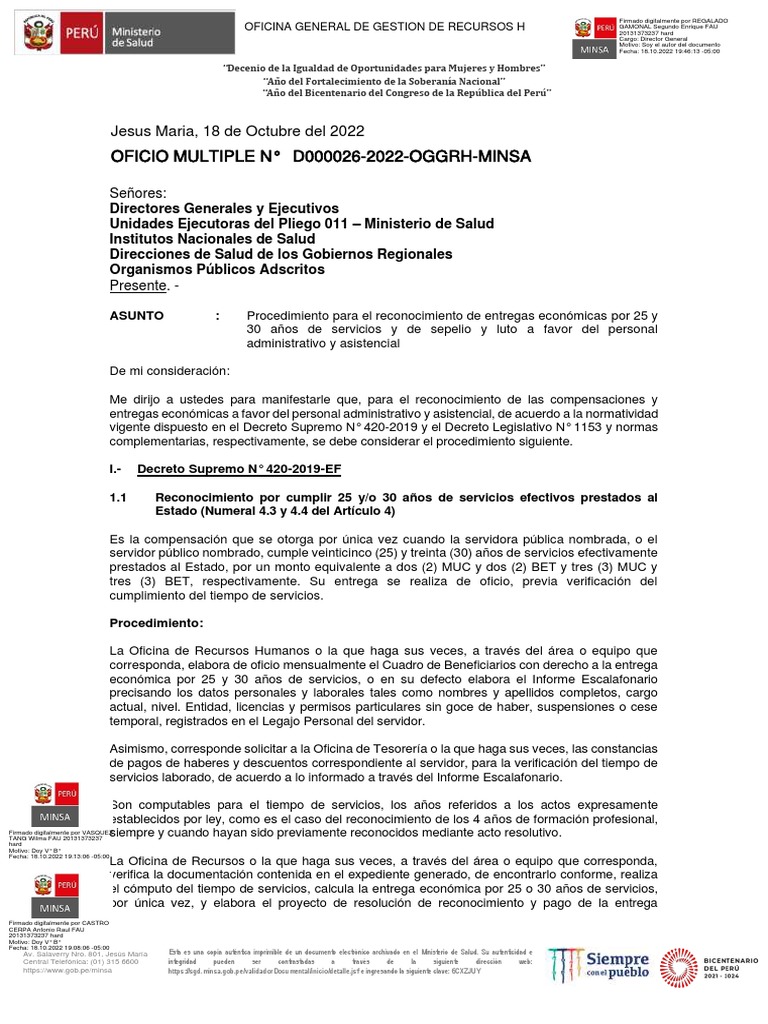 Oficio Multiple 000026 2022 Oggrh Procedimiento Entregas Economicas