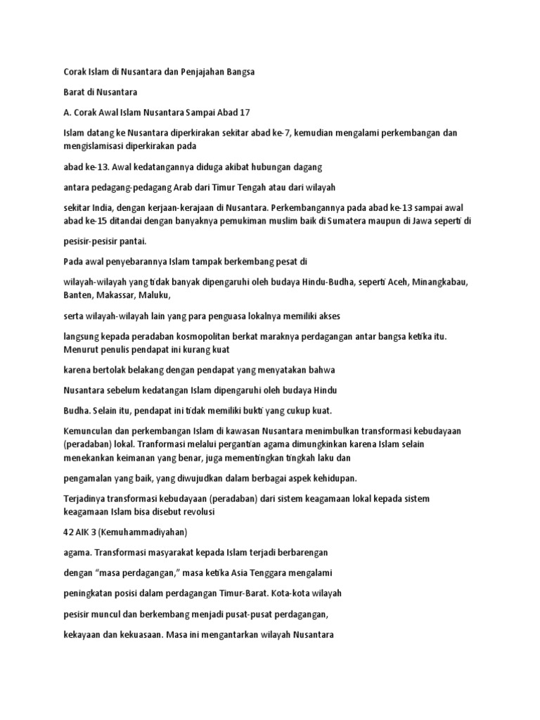 Corak Islam Di Nusantara Dan Penjajahan Bangsa | PDF | Politik | Sejarah
