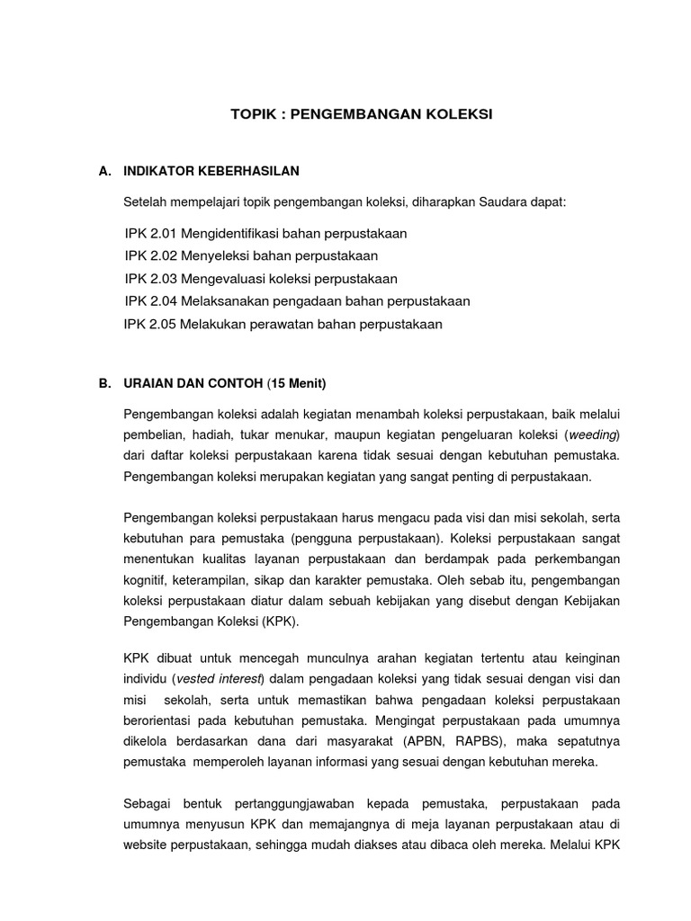 Modul Pengembangan Koleksi Perpustakaan - Ihsan - OK | PDF