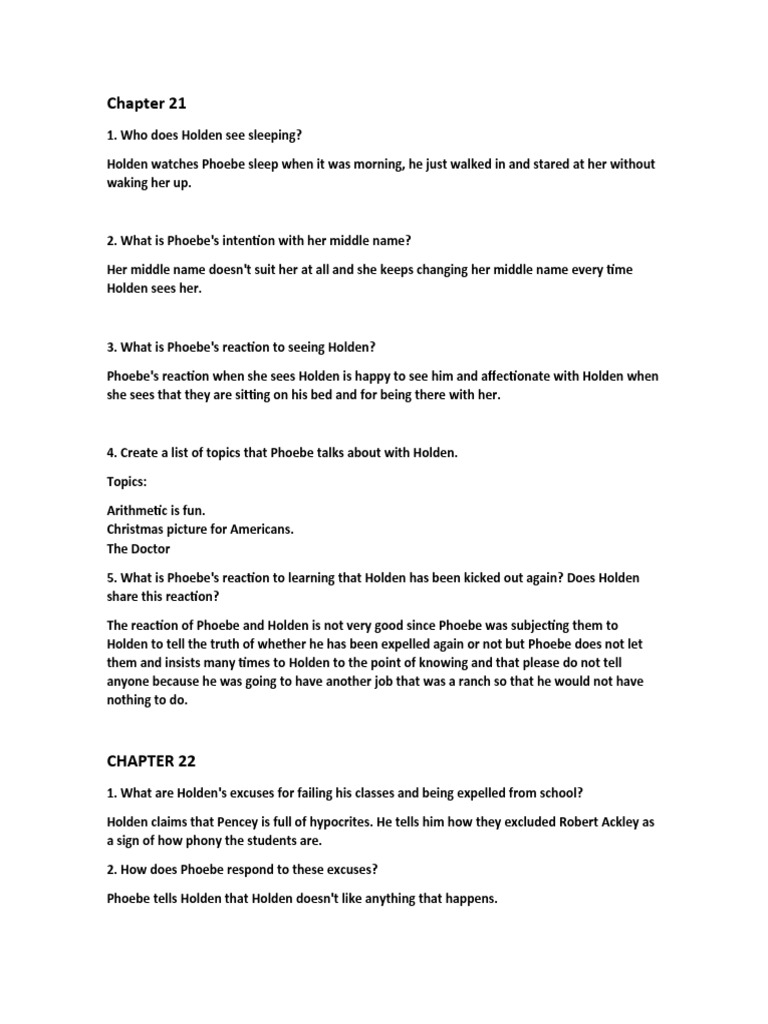 Chapters 21 Al 26 Catcher in The Rye | PDF