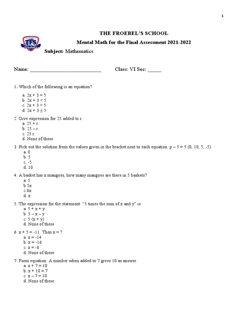 Mental Math After Rectification For Grade 6 | PDF | Mathematics ...