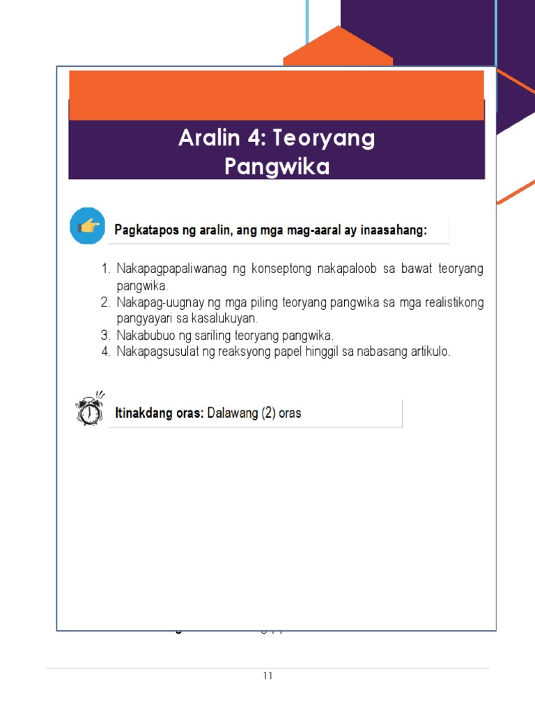 Aralin 4 Teoryang Pangwika | PDF