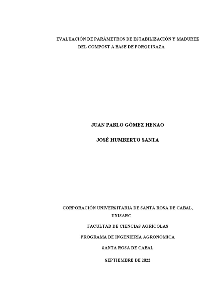 Estudio de Compostaje con Porquinaza | PDF | Compost | Naturaleza