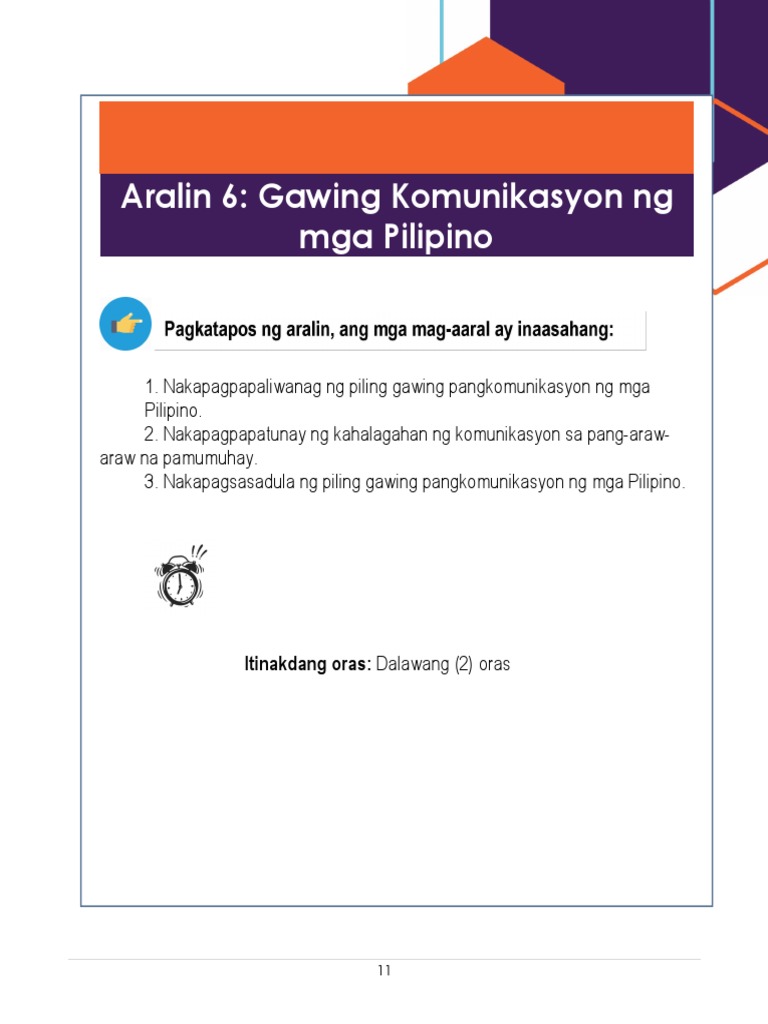 Aralin 6 Gawing Komunikasyon NG Mga Pilipino | PDF