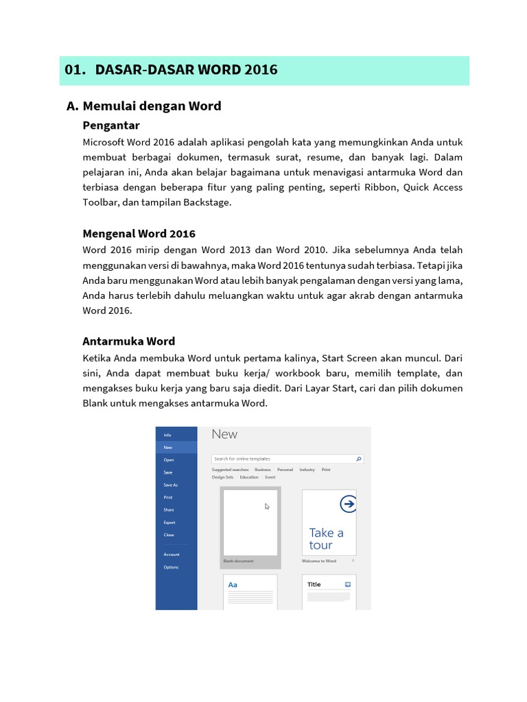 Panduan Dasar Microsoft Word 2016 | PDF