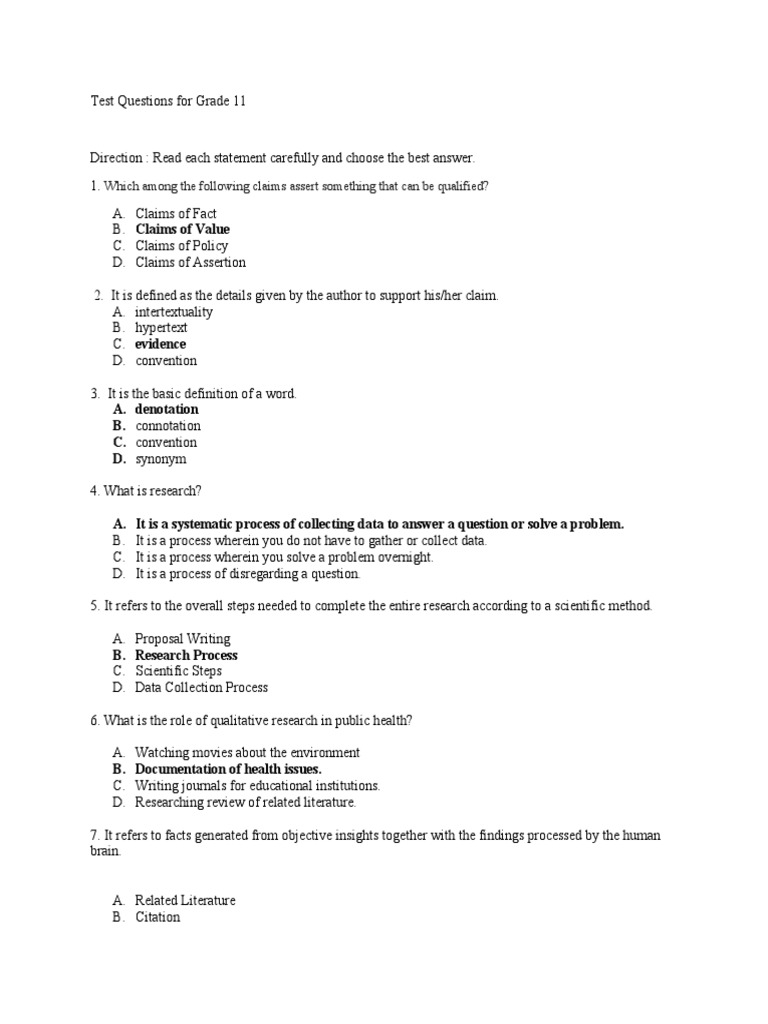 English Test Questions For G11 | PDF