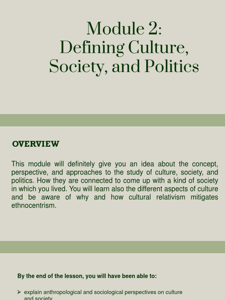 Defining Culture, Society, and Politics | PDF | Anthropology | Society
