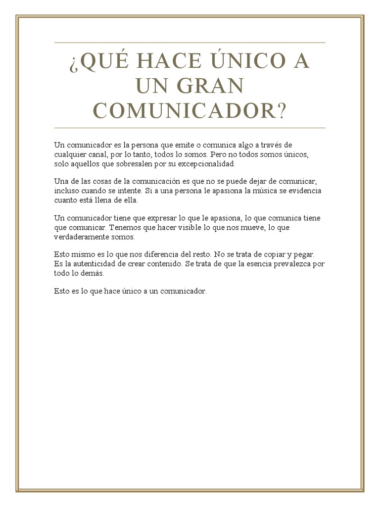 Qué Hace Único A Un Gran Comunicador | PDF