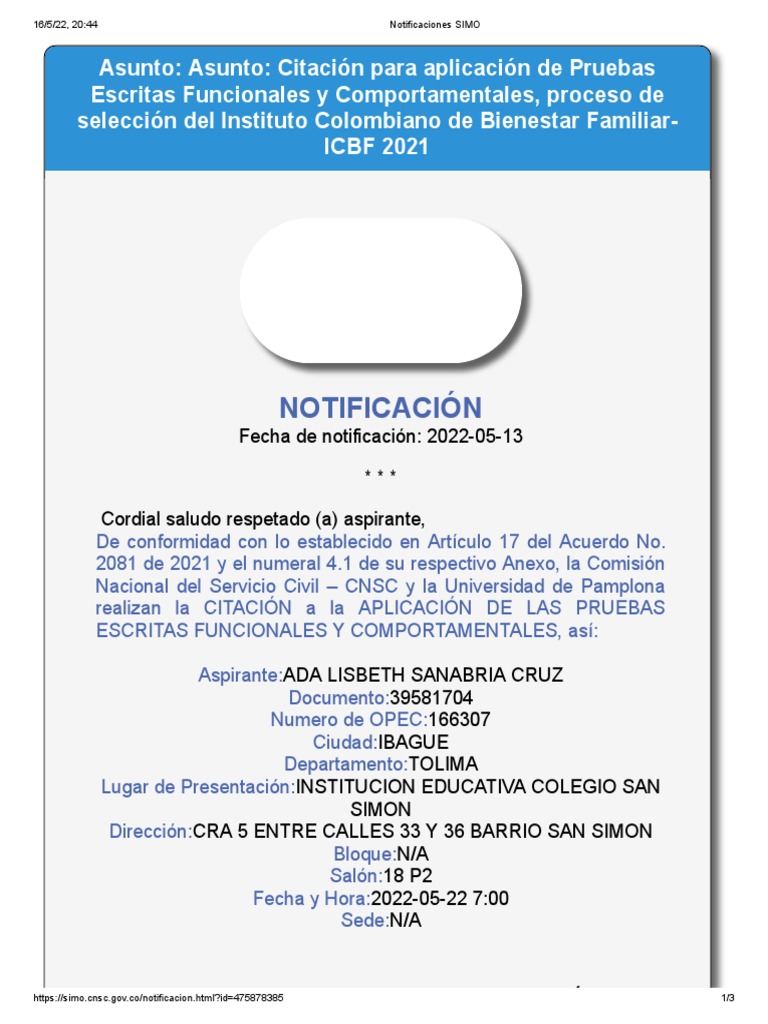 Notificaciones SIMO | PDF